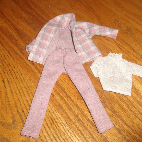 Barbie | Toys | Barbie Doll Clothes Suit Outfit Pink Gray Pants Plaid ...